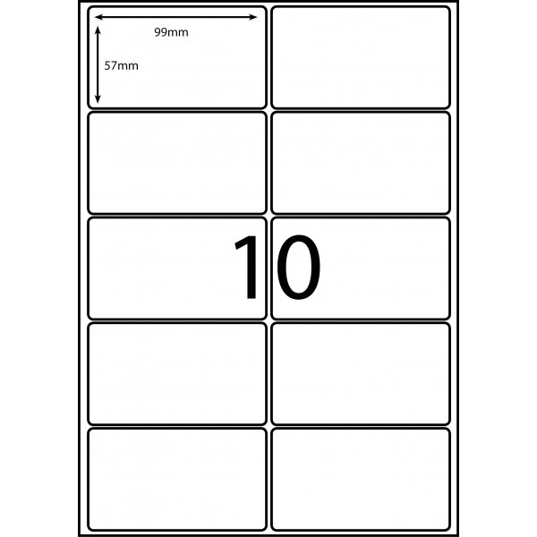 Labels On Sheets 10 Labels Per Sheet 99mm X 57mm
